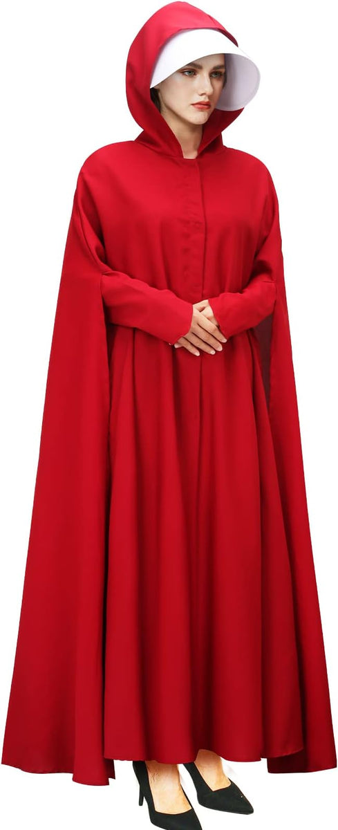 Handmaid Offred Cosplay Costume Outfit, Women Red Hooded Cape Cloak wi ...